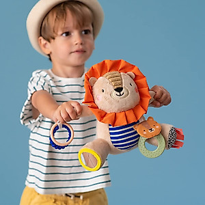 Taf Toys Harry The Lion, Newborn & Baby Developmental Soft Activity Toy. Helps Develop Motor Skills. Perfect for Multi Sensory Play with a Mirror, Teethers & Rattles. Textures and Sounds. 3-6 Months