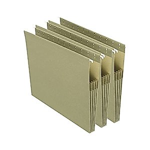 Staples 260828 Hanging File Folders 3-1/2-Inch Expansion LTR Gn 4/Pk