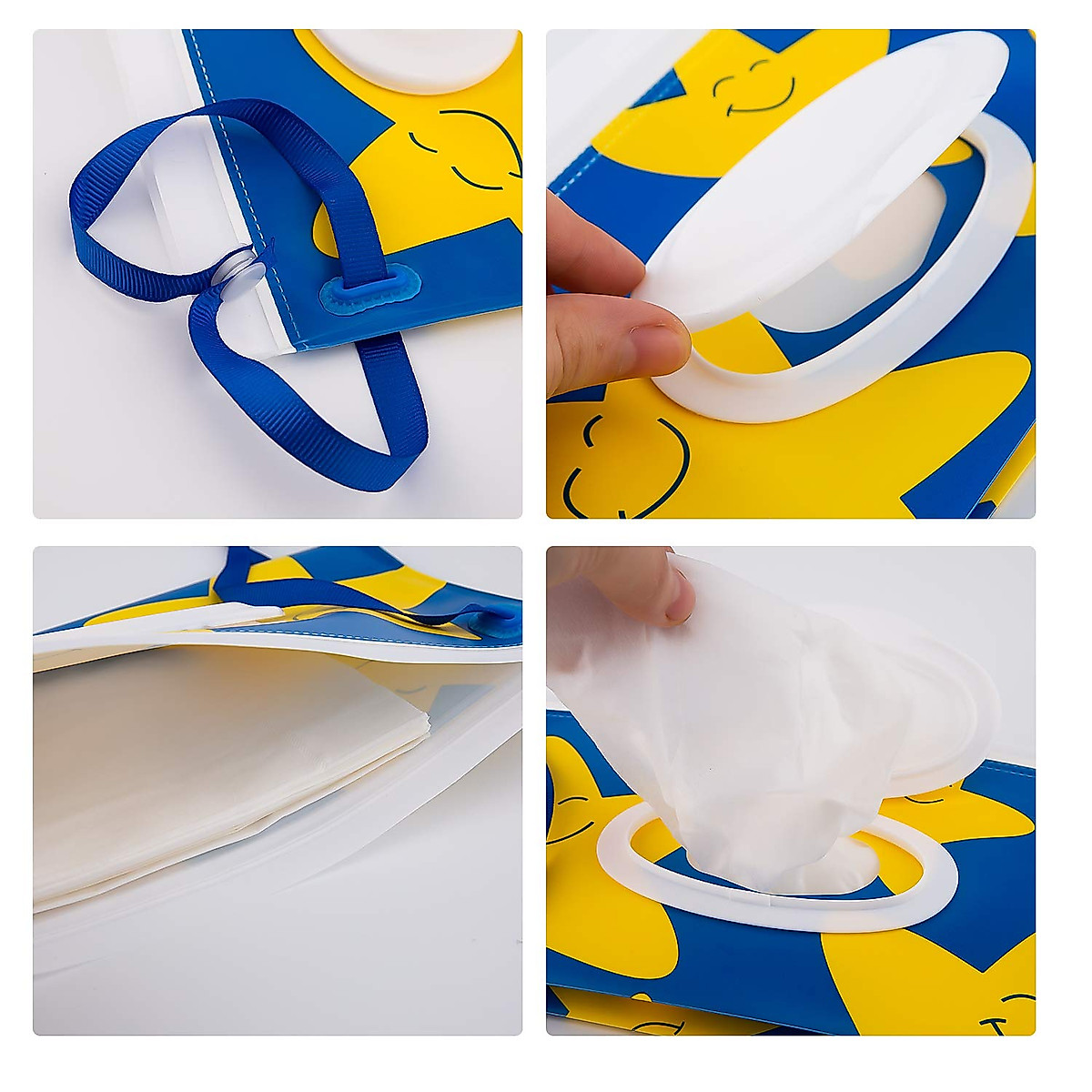 LUTER 4pcs Wet Wipe Pouch Portable Clamshell-Style Baby Wipe Holder, Reusable & Refillable Baby Wipe Carrying Bags for Travel Supplies, Daily Usage (25× 13.5 cm/9.8×5.3inch)