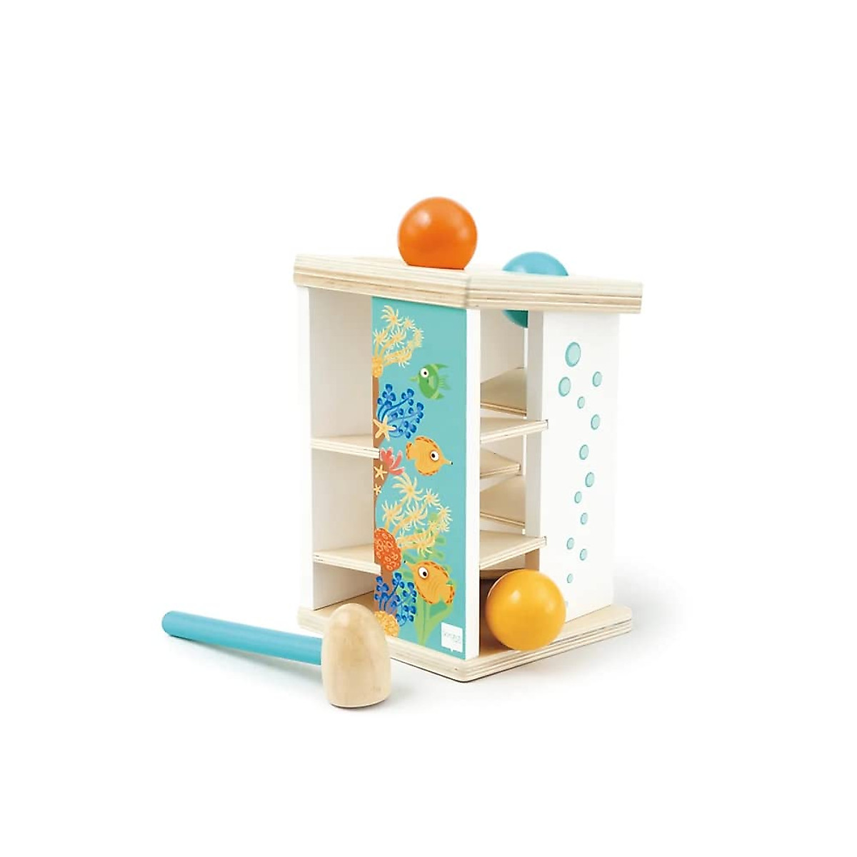 Scratch Preschool: Pound and ROLL Tower/Underwater World 17.5x14.5x23.5cm, with 3 Balls and Hammer, 18m+