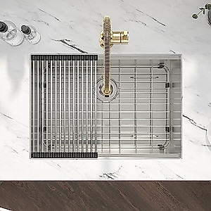 27 Undermount Kitchen Sink - Kichae 27"x19" Kitchen Sink Ledge Workstation Stainless Steel 18 Gauge Single Bowl Under Counter Sink Basin All In One Deep Sink With Cutting Board