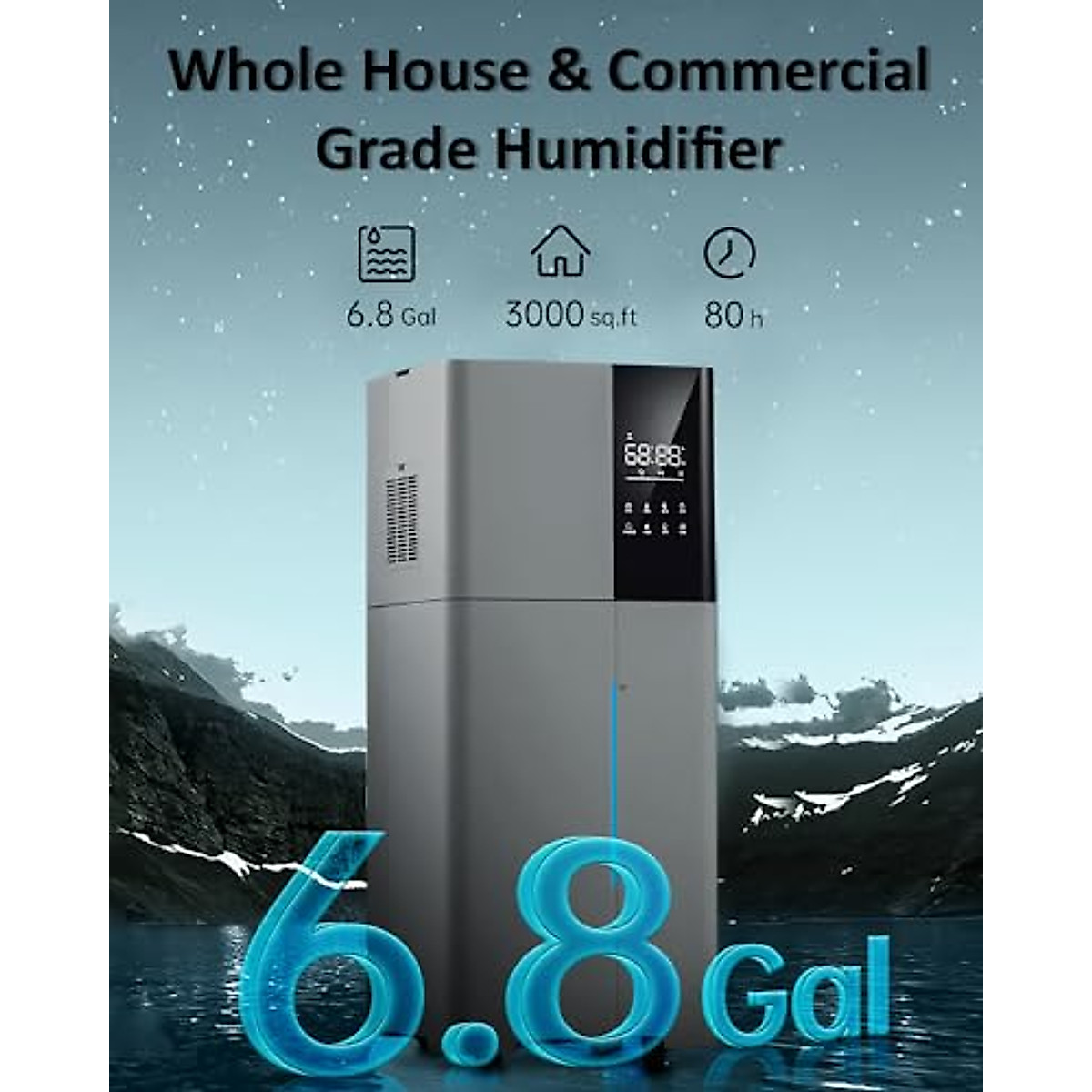 Humidifier Large Room, LACIDOLL 26L/6.8Gal Whole House Humidifiers for Home 3000 sq.ft, 3000ml/H Cool Mist Humidifier Baby, Top Fill Humidifiers for Bedroom Plant with 360° Nozzle & Extension Tube