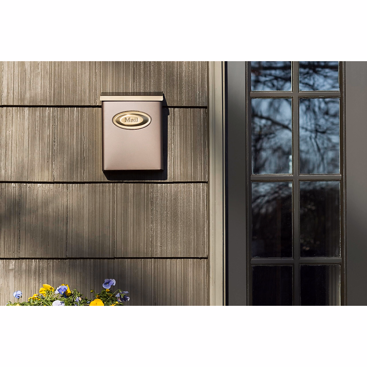 Architectural Mailboxes Designer Lockable Wall Mount Mailbox, Venetian Bronze with Brass