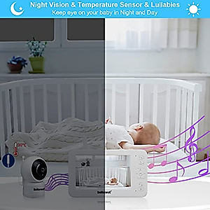 DoHonest Baby Monitor with Camera and Audio - HD 1080P 5" Color Screen Wireless Infant Video Camera Remote Pan No WiFi Night Vision 2-Way Talk Temperature 1000ft Range Ideal for Gifts