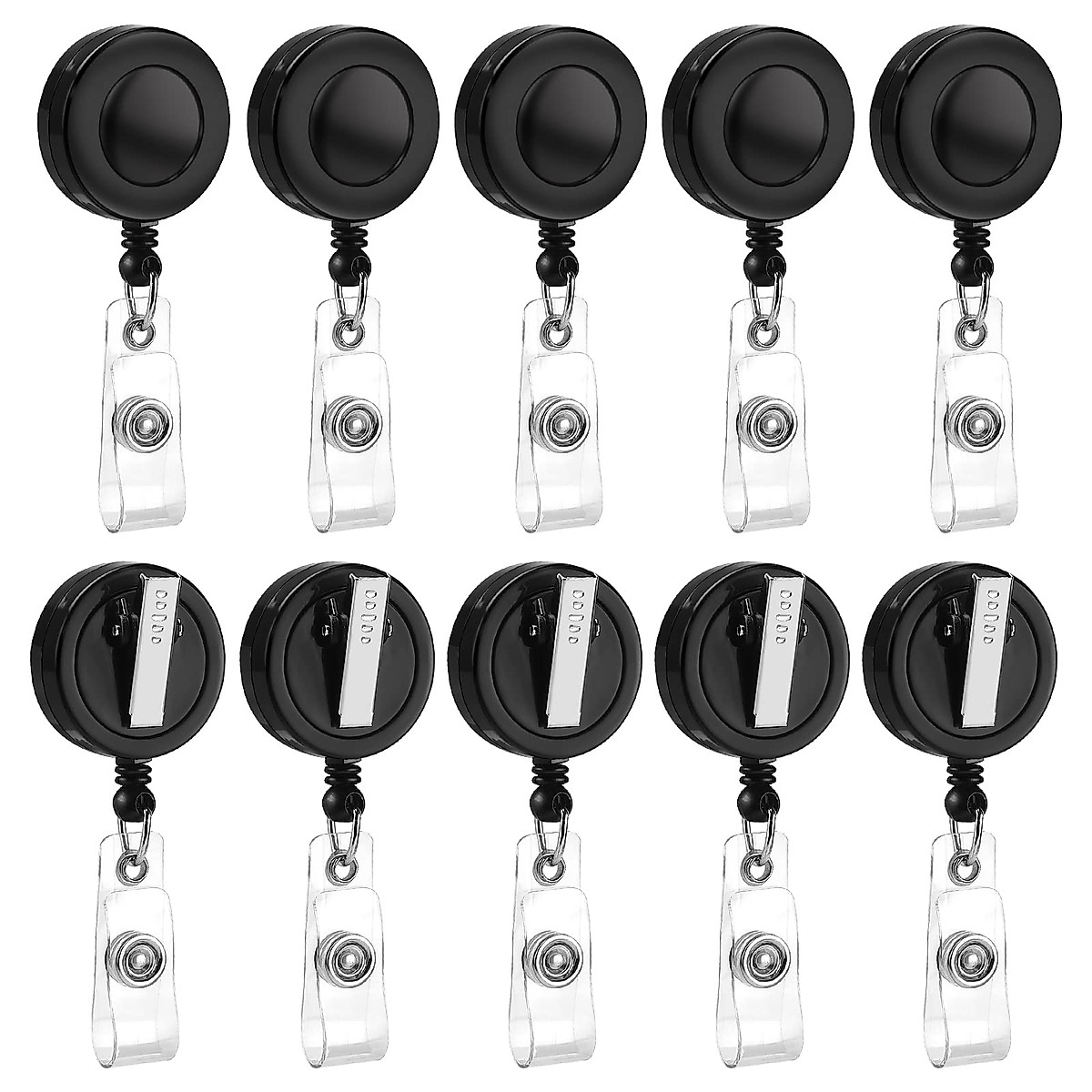 25 Pack Badge Reels Retractable with Swivel Alligator Clip Retractable Badge Holder Reels for Students, Teachers, Office Workers (Black)