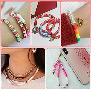 Redtwo 72 Colors 15000pcs Clay Beads Bracelet Making Kit, Flat Round Polymer Heishi Beads for Jewelry Making with Letter Beads and Elastic Strings, Crafts Gift for Girls Ages 6-12(3 Boxes)