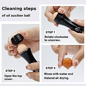 BK BEAKEY Oil-absorbing Volcanic Roller with Two Replaceable Volcanic Balls, Reusable On-the-Go Oil Control Roller, Instant Results Remove Excess Shiny