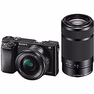 Sony Alpha a6000 Mirrorless Digital Camera with 16-50mm + 55-210mm Lenses with 64GB Memory Card -International Model