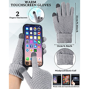 Newcotte 8 Pcs Women Hats Gloves Winter Set, Warm Girls Cap Beanie Hat Knit with Visor Snow Ski Caps and Touch Screen Gloves