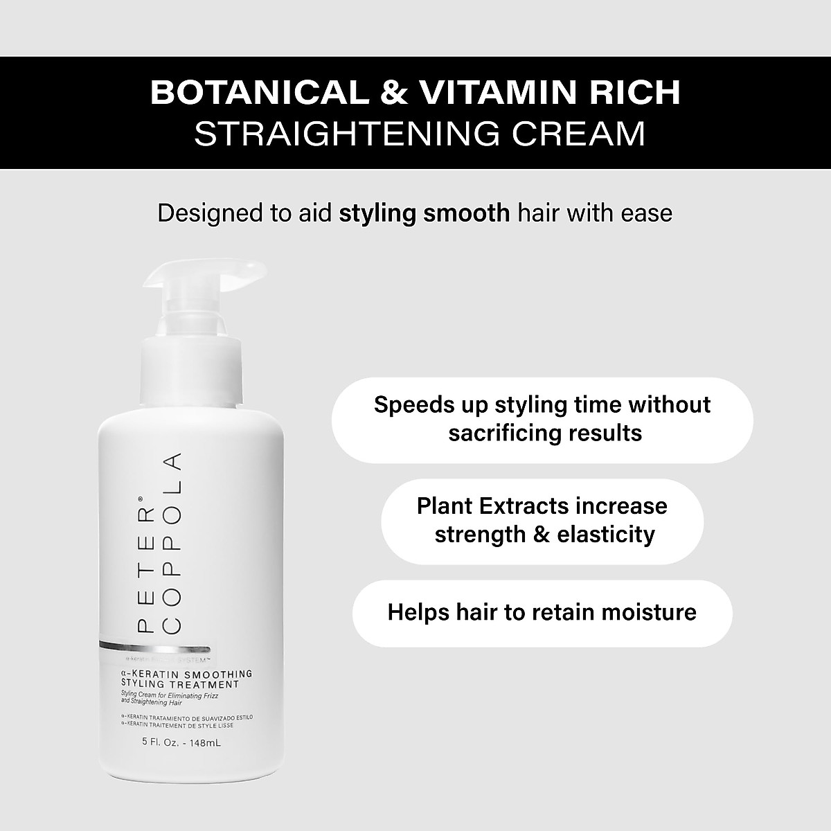 Peter Coppola A-keratin Smoothing Styling Treatment -straightening Cream Gently Detangles Hair, Seals Split Ends, Eliminates Frizz, And Speeds Up Styling Time Leaving Hair Smooth And Soft (5 Oz)