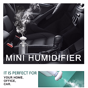 Mini Portable Humidifier for Car,Personal USB Powered Bedroom Quiet Humidifier with Container Diversity and Auto Shut Off,Ultrasonic Cool Mist Humidifier Plants, Car, Office, Hotel White