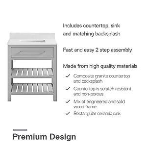 DHP Camden 30” Bathroom Vanity, Gray