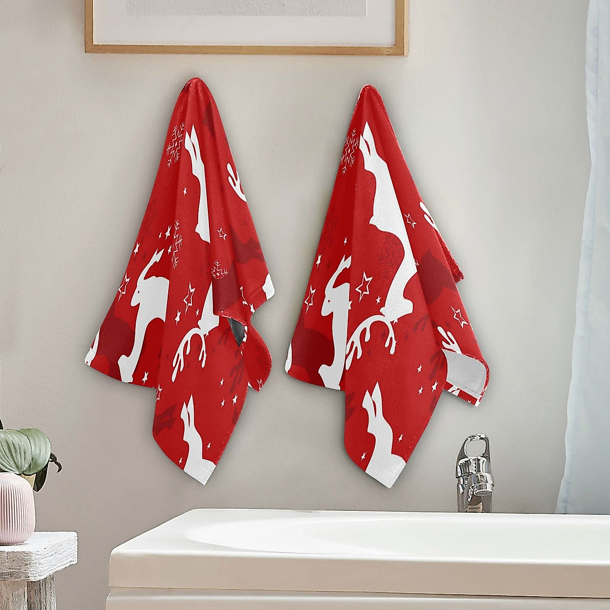 Christmas Deer Dish Towels for Drying Dishes,Xmas Kitchen Cloth Dish Towels Premium Dishcloths Super Absorbent Fast Drying