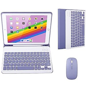 YEEHi Color Keyboard for iPad Mini 5th Generation iPad Mini 4 Keyboard Case with Mouse Cute Detachable Removable Wireless Bluetooth Keyboard Cover for iPad Mini 5 Mini 4 (Purple)
