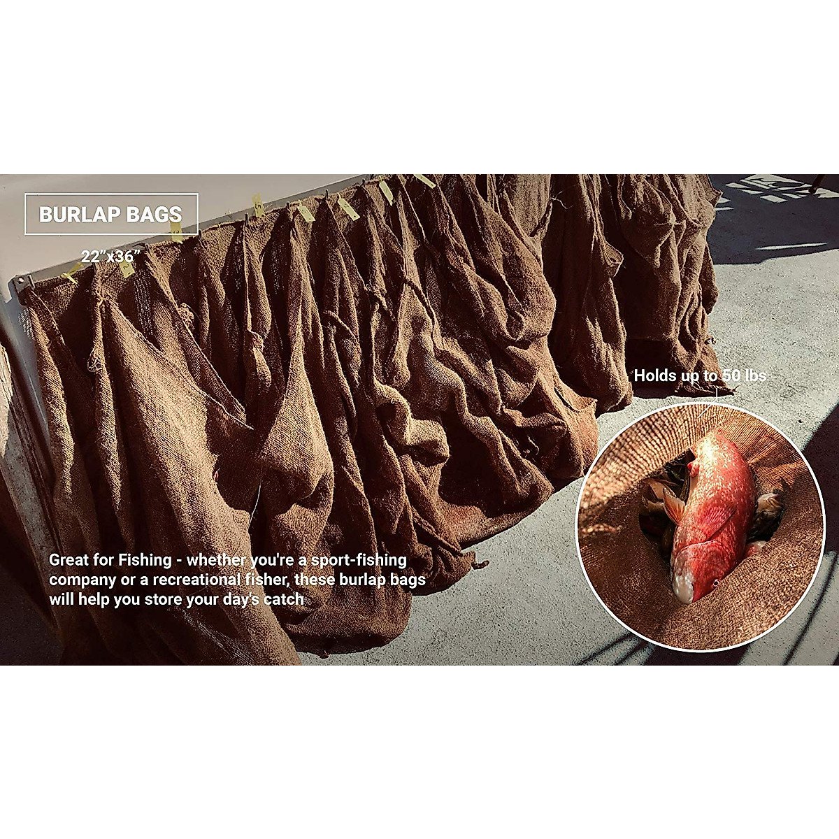 Burlap Bags for Vegetables & Gardening, 22" X 36"- Burlap Sacks Perfect for Kids - Plant Covers - Holds Up to 50lbs - Food Grade (Pack of 10)