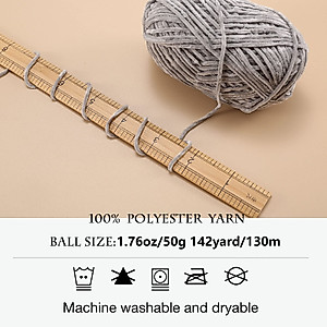 2PCS Soft Chenille Yarn Blanket Yarn,Velvet Yarn for Knitting,Fancy Yarn for Crochet,Crochet Yarn for Sweater/Hat/Blankets/DIY Craft(Grey)