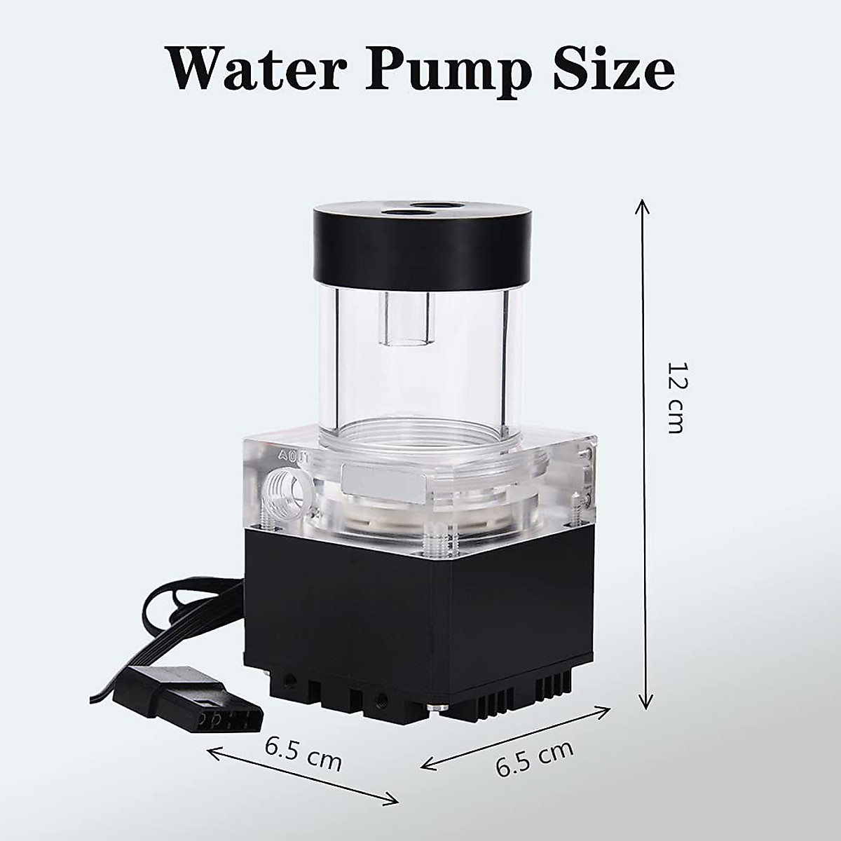 800L/H 8W 7V Water Cooling Pump with 4 Meters Pump Head & LED Power Indicator G1/4 Thread Fast Heat Dissipation CPU Cooling System (12cm Black)