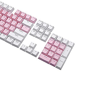 OEM Profile 104 Doubleshot PBT ANSI Layout Keycaps for Mechanical Keyboard,Key caps,Durable Translucent Backlit Key Compatible Gaming Keyboard keycaps for 61/87/104 Keyboards(Pink White Combo)