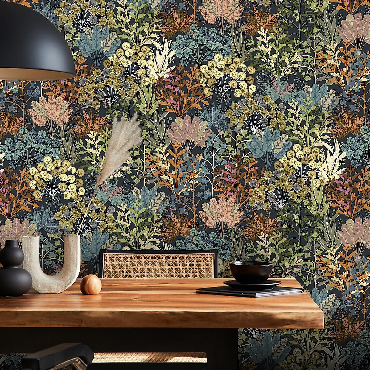 Vintique Boho Wallpaper Peel and Stick Dark Floral Wallpaper Self-Adhesive Contact Paper Removable Waterproof Botanical Wallpaper for Bedroom Cabinets and Home Décor 17.3in x 9.8ft