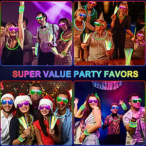 OLUPP 325PCS Glow in the Dark Party Supplies, Glow Sticks Glasses Favors, 300 PCS Glow Sticks and 25 PCS LED Glasses, Neon Party Favors for Glow Party, Wedding, Concert, Raves, Birthday, New Year