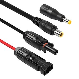 SinLoon Solar Panel Connector to DC 8mm Adapter Cable, IP68 Waterproof Y Branch Solar Extension Cable, with 5.5x2.5mm Converter Solar Cable for Solar Generator Portable Power Station (3M DC 8mm)