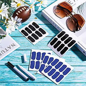 Leelosp 160 Pcs Eye Stick Softball Baseball Glitter Sports Eye Stickers Bulk Cheek Paint Football Eye Stickers Adhesive Strip School Items for Baseball Softball Football Lacrosse Sports(Black, Blue)