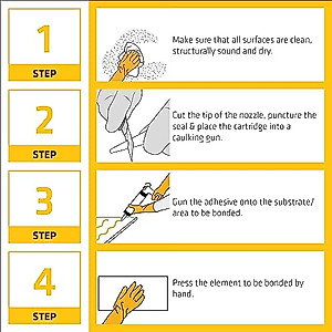 SikaBond Construction Adhesive, Gray, Advanced polyurethane for outdoor. Water immersible & waterproof, 29 fl.oz