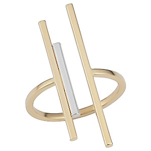 Kooljewelry 14k Two-tone Gold Open Triple Bar Ring (size 10)