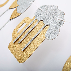 UOREND Glitter Gold And Silver Brewery Diamong Rings Banner,Engagement Party Decorations,Bride To Be Decorations,Bridal Shower Decor,Bubbles And Brews Before I Do'S Banner,Beer Engagement Sign