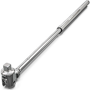 Olsa Tools Extendable Breaker Bar, 1/2-Inch Drive, 16" - 24" Length | Locking Extending Breaker Bar | 220 Degree Flex Head Cheater Bar | Great for Wheels, and Lug Nuts