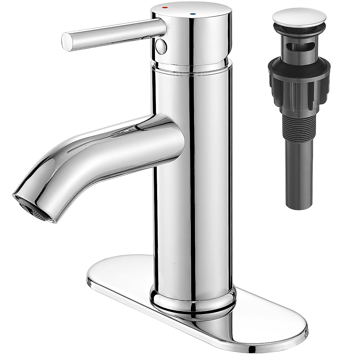 VOTON Chrome Bathroom Faucets 1 Hole, Stainless Steel Bathroom Sink Faucet with Metal Pop up Drain, Lavatory Faucet for Bathroom Sink