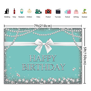 Tiffany Breakfast Blue Bow-Knot Backdrop Turquoise Diamonds Sweet 16 Birthday Party Background Baby Shower Bridal Shower Wedding Party Cake Table Decorations 7x5FT
