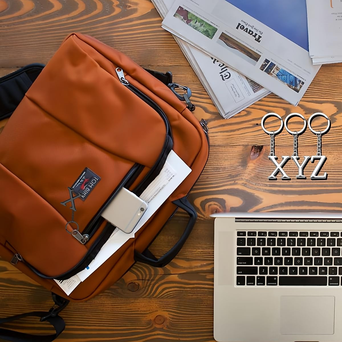 Yuxh Letter Keychain A-Z Alphabet Keyring DIY Key Ring Cool Little Gift,Silver J