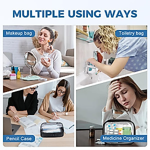 TSA Approved Clear Toiletry Bag 2 Pack, Quart Size 3-1-1 Toiletries Pouch for Travelling Flight Cosmetic Bags with Zipper Mens Womens Toiletry Organizer Bag Portable Liquids Packing Pouch, Black