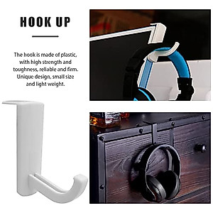 VizGiz 2 Pack Headphone Stand Hook Headset Holder Hanger Stick-on Support for Computer Over Ear Earphone PC Monitor Screen Edge Desk Top Wall Gaming Storage Rack Organizer