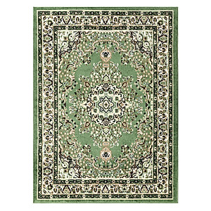 Antep Rugs Oriental 8x10 Traditional Medallion Indoor Area Rug Siesta (Green Beige, 7'10" x 10')
