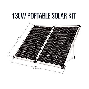 Go Power! GP-PSK-130 130W Portable Folding Solar Kit with 10 Amp Solar Controller