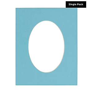 CountryArtHouse Aqua Blue Acid Free 14x18 Oval Picture Frame Mat with White Core Bevel Cut for 12x16 Pictures - Fits 14x18 Frame - Pack of 1 Matboard