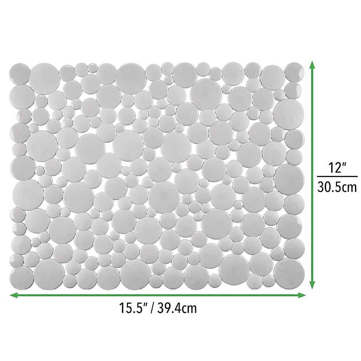 mDesign Adjustable Kitchen Sink Dish Drying Mat/Grid - Plastic Farmhouse Sink Protector, Cushions, Stemware, Wine Glasses, Dishes - Quick Draining Bubble Design - 15.5" Long, 2 Pack - Light Gray