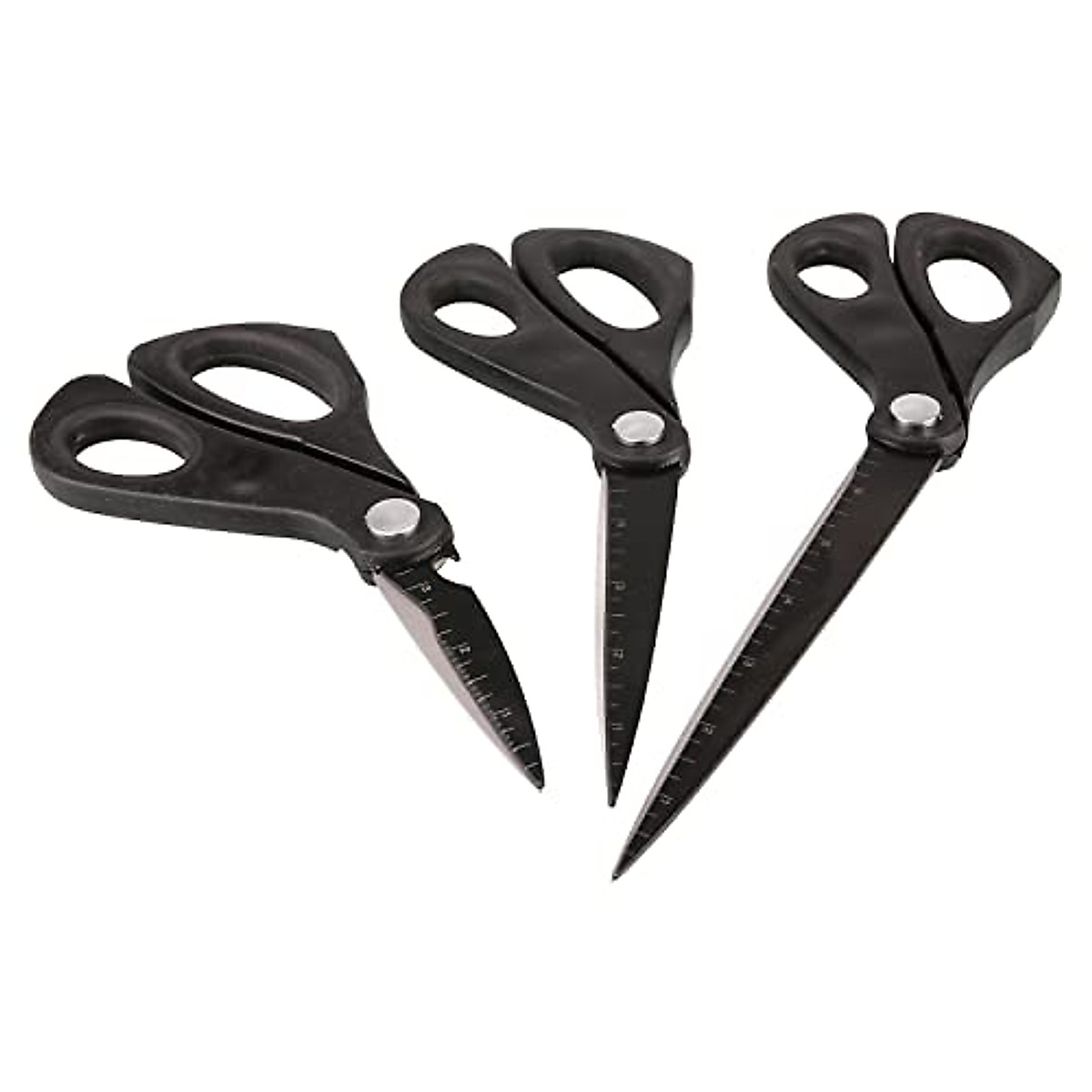 OLYMPIA TOOLS Heavy Duty Scissors Set 3PK, Multipurpose Ultra Sharp Shears, Premium Stainless Steel Blades, Ergonomic Grip Black, for Office Home School Sewing Fabric Craft Supplies