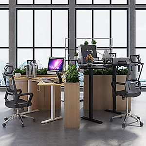L-Shaped Standing Desk,Height Adjustable Electric Corner Desk,48 Inches Home Office Table with Splice Board,Dual Motor Home Office Desks Black Frame (Black)