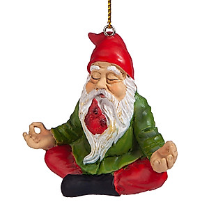 Design Toscano QM17010 Christmas Ornament - Garden Gnomes Figurine - Zen Garden Gnomes - Meditating Gnome Statues, 3 Inch