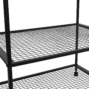 KarweuSu 3-Tier Shelf Food Preparation BBQ, Outdoor Cook Adjustable Station Table with Wheels, Heightened Bottom Grill Serving Cart Movable Trolley Storage (with Handle)