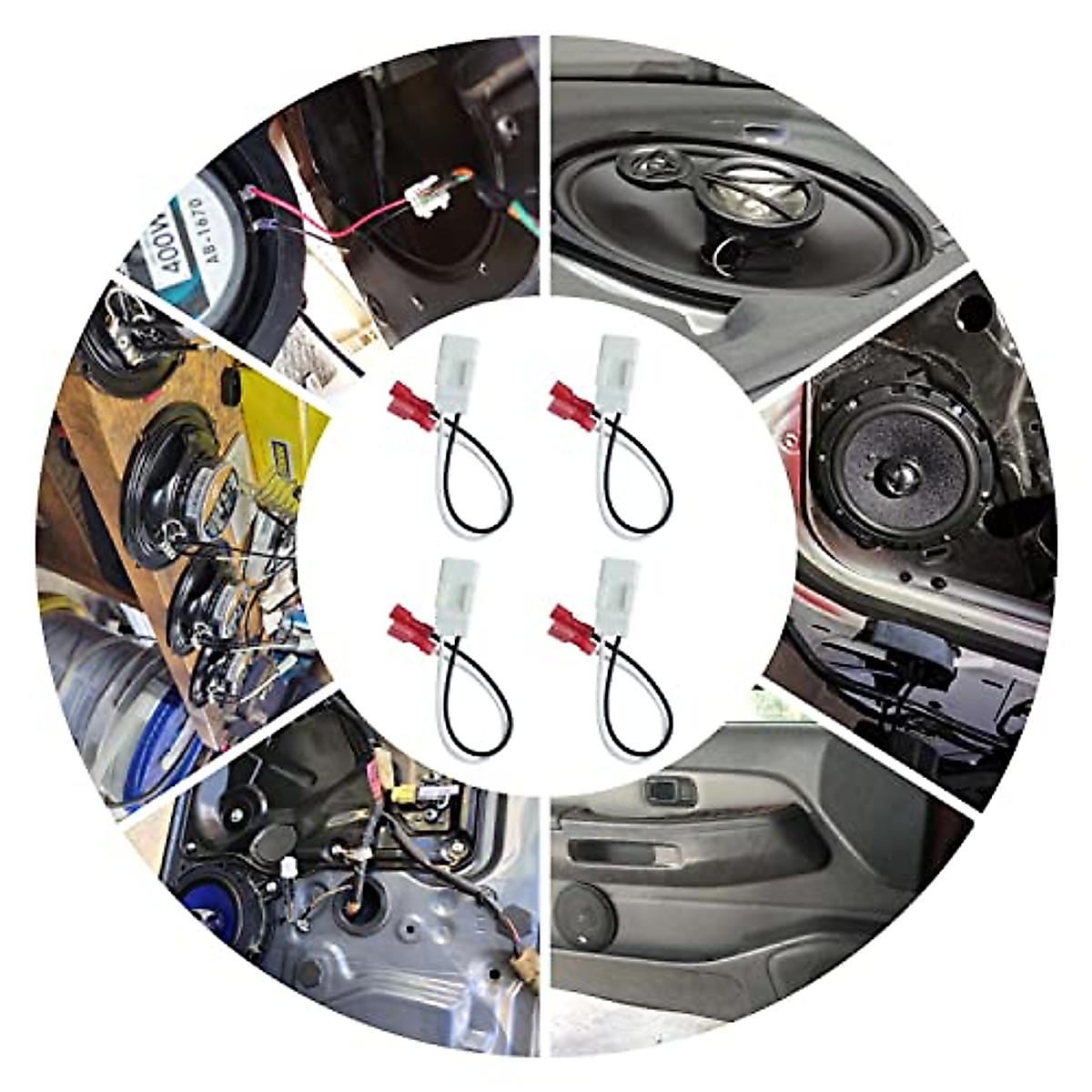 4 Pack Speaker Harness for Jeep Dodge Chrysler Models Front Rear Door Speaker Wiring Harness Adapter 72-6514 - Door Speaker Replacement Speaker Wire Harness