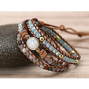 ZOSOJONA Women Wrap Bracelets Boho Natural Stone Jasper Turquoises Strand Bracelet Jewelry Collection (Nature stone)