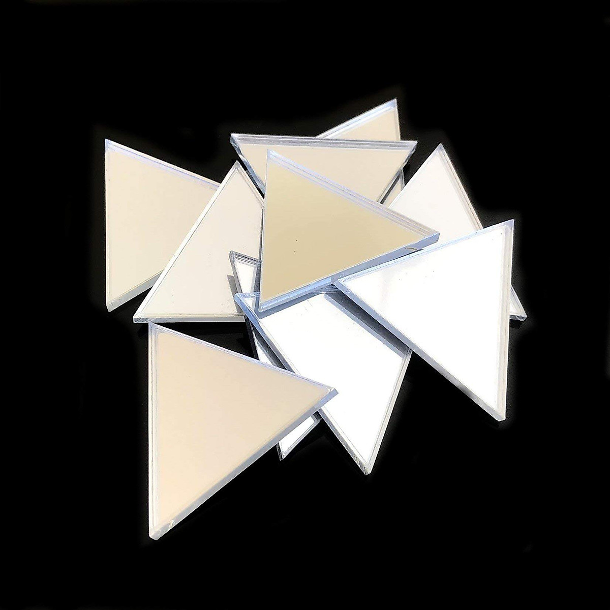 Super Cool Creations Triangle Shaped Crafting Mirrors, Set of 10, Many Colours, Shatterproof Acrylic, Orange, Pack of 10 x 9cm
