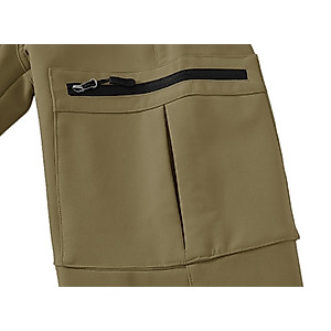 BGOWATU Women's Winter Hiking Pants Fleece Lined Waterproof Windproof Snow Insulated Pants with 6 Pockets Khaki L