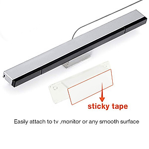 SOONORY for USB Wii Sensor Bar, Infrared IR Ray Motion Sensor Signal Receiver for Nintendo Wii and Wii U Console USB Port with Stable Stand(Black/Silvery)