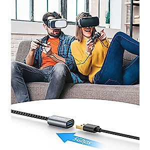 SUNGUY 5Gbps USB 3.0 Extension Cable, 1FT USB Extender, USB A Male to Female Cord, Braided High Data Transfer Compatible with Xbox, Hard Drive, Webcam, USB Keyboard, Mouse, Flash Drive, Oculus VR