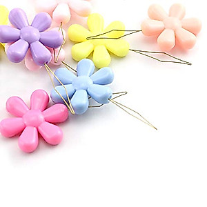 Needle Threaders 10PCS Assorted Colors Plastic Flower Head Wire Loop Needle Threaders for Hand Stitching